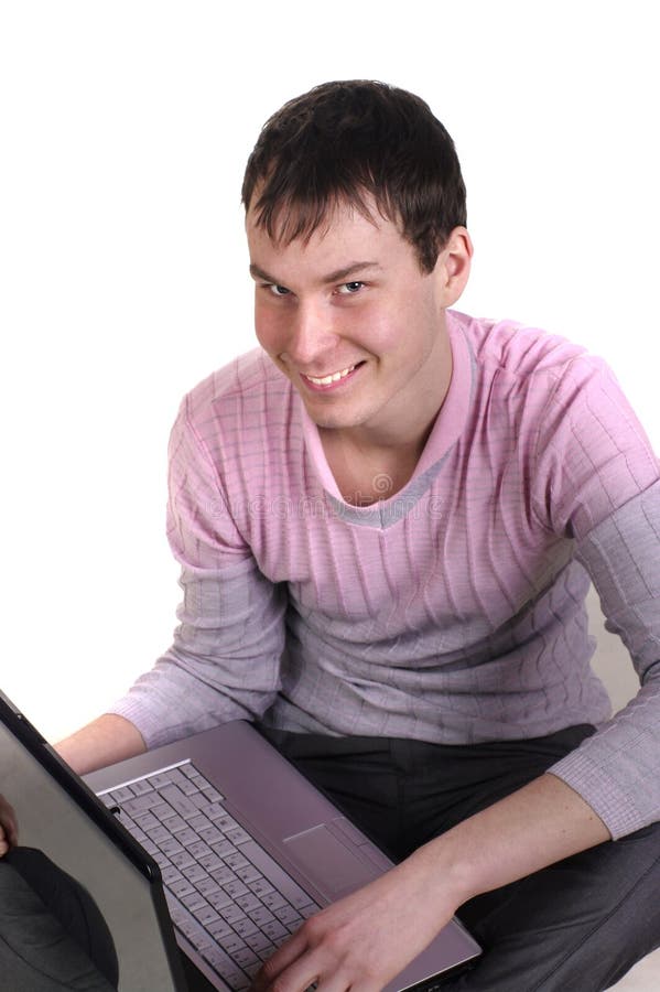 Portraite man with laptop stock image. Image of male - 18522407