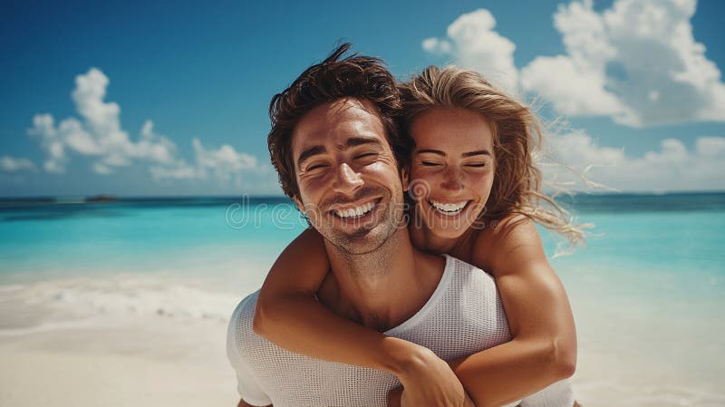 Portraits of a Couple on a Beach, Emphasizing Love, Commitment, and ...