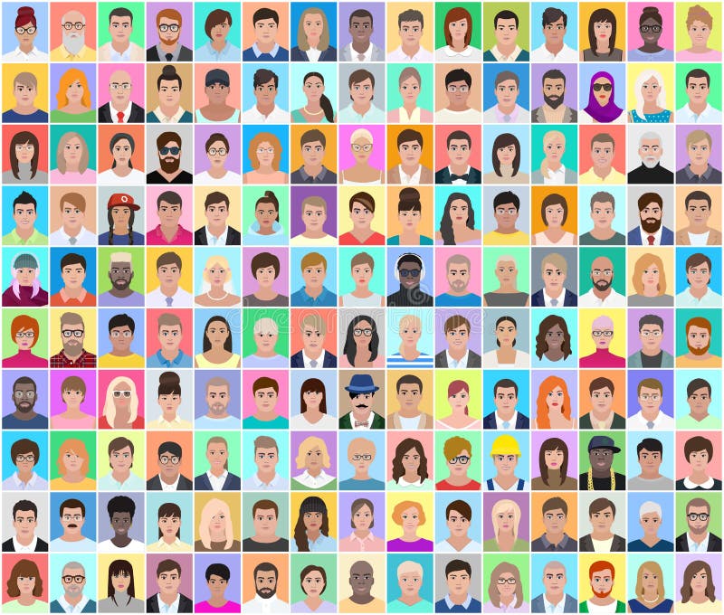 Portraits of Different People, Colored Collage, Vector Illustration ...