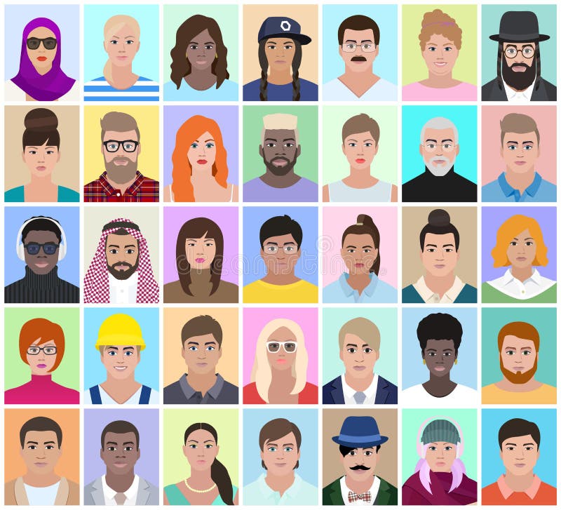 Portraits Of Different People, Vector Illustration Stock Vector ...