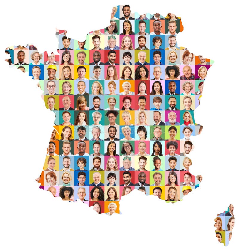 Portraits of People of Many Generations on Map of France Stock Image ...