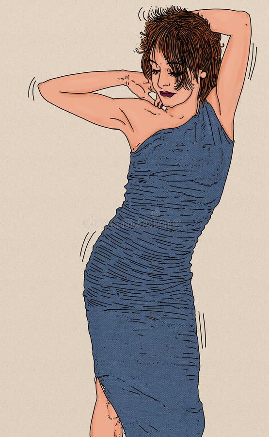 The Portraits of the Pin Up Pop-art Comic Line Art Stock Illustration ...