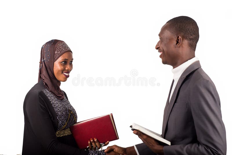 Portraits of Two Religious People Hands in Hands and Smiling Stock ...