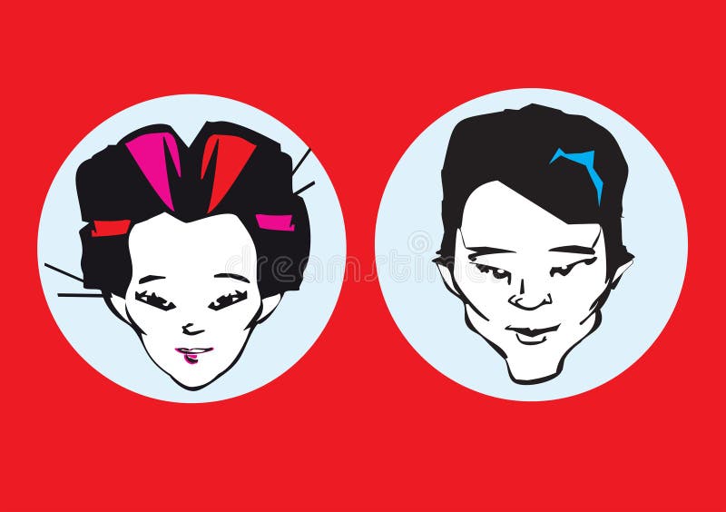 Portraits Series - Japanese Couple Stock Vector - Illustration of ...