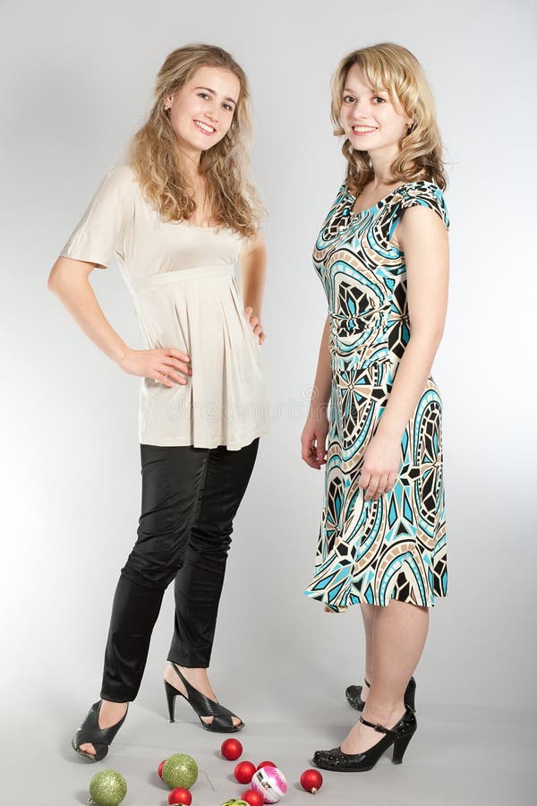 Portraits of Two Beautiful Girls Stock Image - Image of black, adult ...