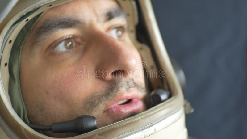 Portrat of a Cosmonaut stock video. Video of position - 169199071