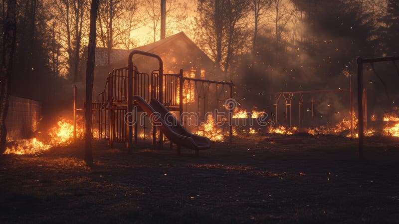 Portrayal Forest Fire Area Consuming Vivid Stock Illustration ...