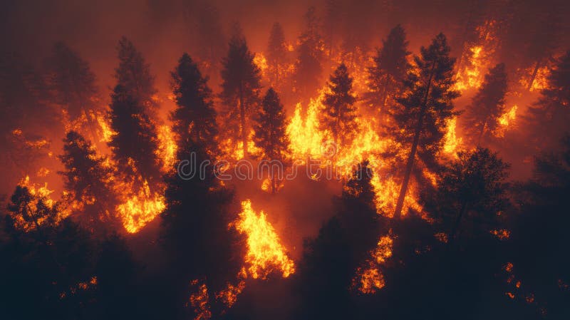 Portrayal Forest Fire Intensity Flames Trees Stock Illustration ...