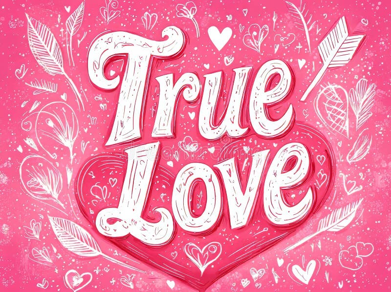 A Portrayal of True Love Using a Heart, Arrows, and Small Hearts. Stock ...