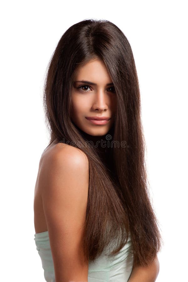 Portret Van Een Mooie Jonge Vrouw Met Elegant Lang Glanzend Haar Stock ... Portret Van Een Mooie Jonge Vrouw Met Elegant Lang Glanzend Haar Stock ...