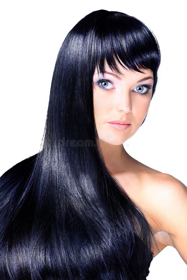 Portret Van Een Mooie Jonge Vrouw Met Elegant Lang Glanzend Haar Stock ... Portret Van Een Mooie Jonge Vrouw Met Elegant Lang Glanzend Haar Stock ...