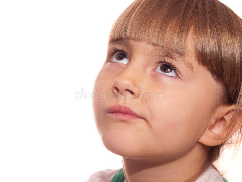 Portret Van Nadenkend Meisje Stock Afbeelding - Image of klein, gunst ...