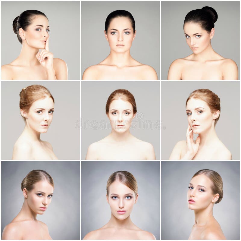 Portretten Van Jonge Vrouwen in Make-up Stock Afbeelding - Image of ...