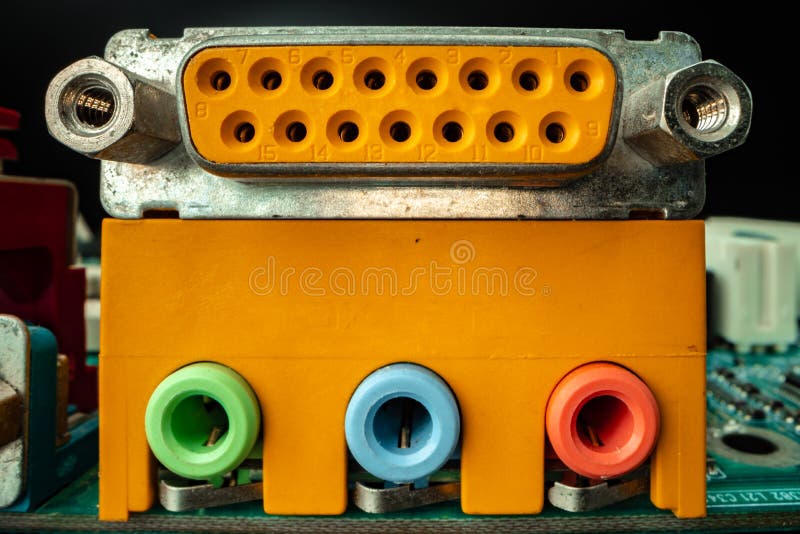 Ports and Outputs at Computer System Unit Macro Stock Photo - Image of ...