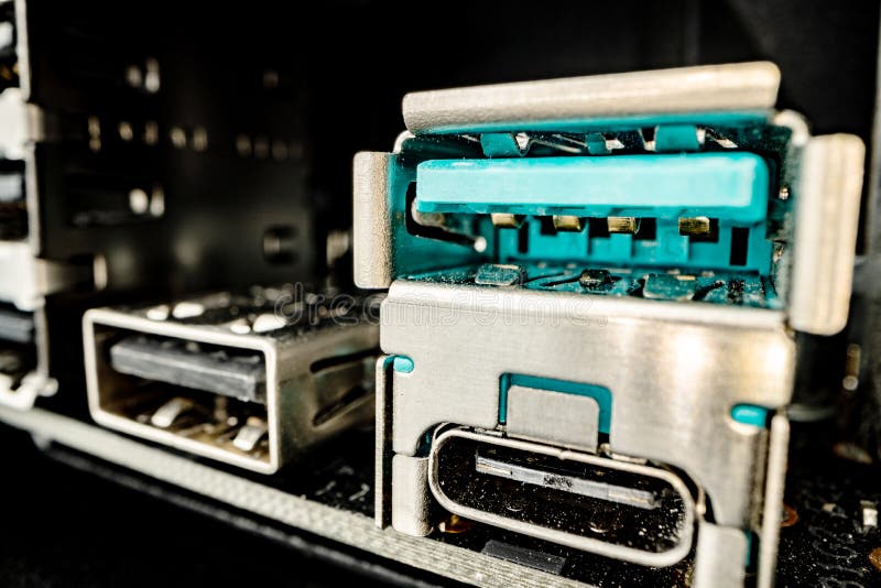 Ports and Outputs at Computer System Unit Macro Stock Image - Image of ...
