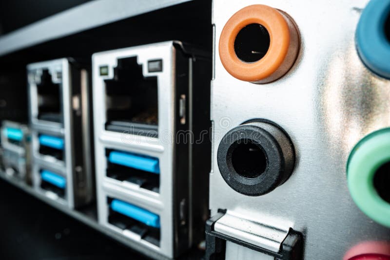 Ports and Outputs at Computer System Unit Macro Stock Image - Image of ...