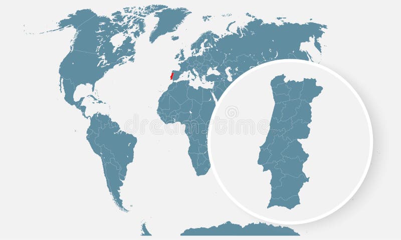 Portugal Country on World Map, Vector Template Stock Vector ...