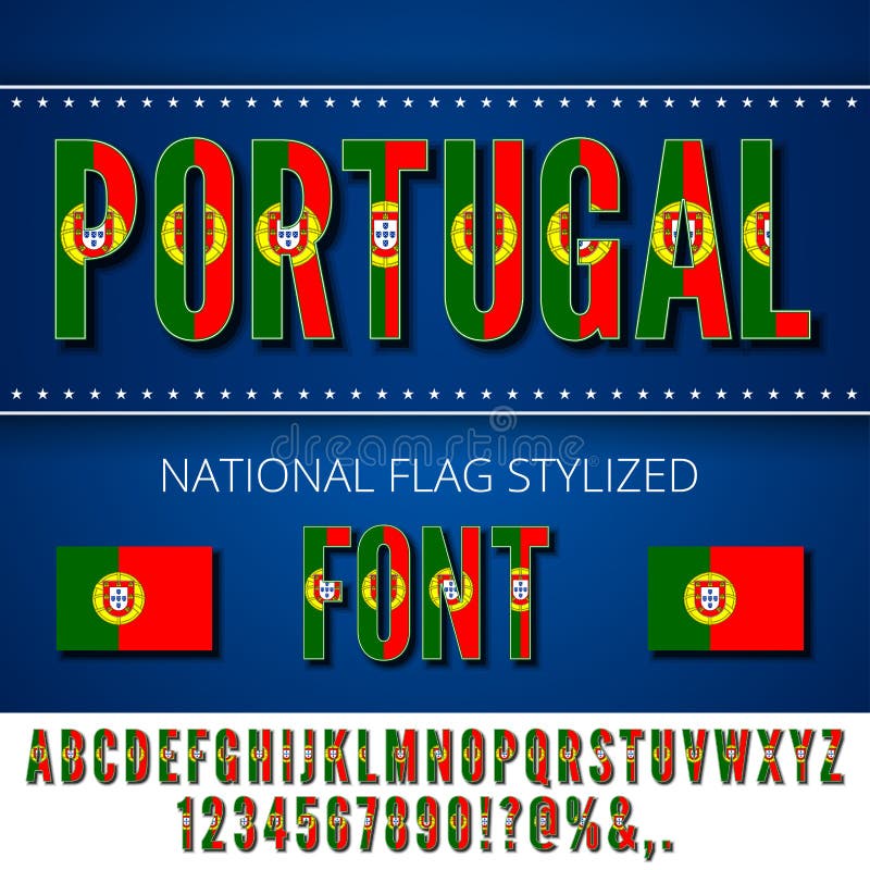 Portugal Flag Font stock vector. Illustration of text - 80689089