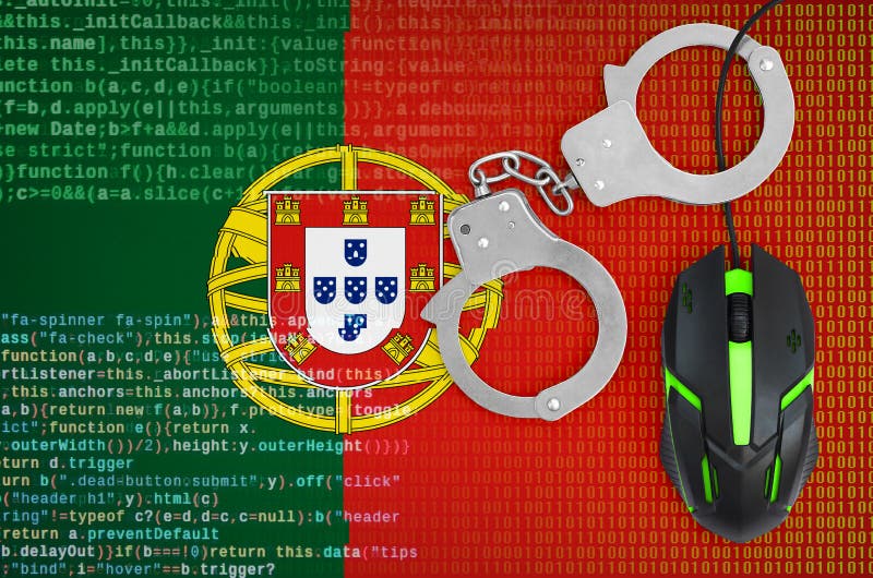 Portugal Flag and Handcuffed Computer Mouse. Combating Computer Crime ...