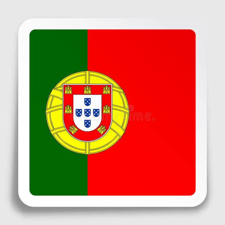 Portugal Flag Icon on Paper Square Sticker with Shadow. Button for ...