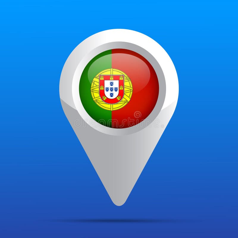 Portugal Flag Map Icon. Glossy Icon Stock Vector - Illustration of ...