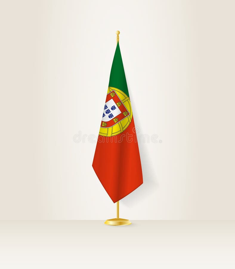 Portugal Flag on a Flag Stand Stock Vector - Illustration of country ...