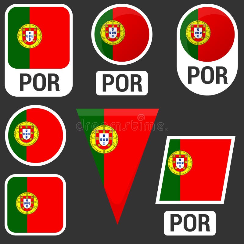 Portugal Flags Set. Flags of Different Geometric Shapes Stock Vector ...