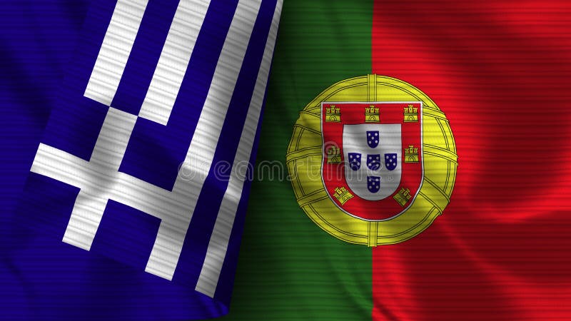 Portugal and Greece Realistic Flag â€“ Fabric Texture Illustration ...