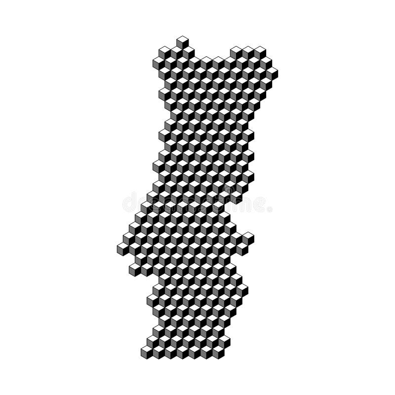 Portugal Map from 3D Black Cubes Isometric Abstract Concept, Square ...