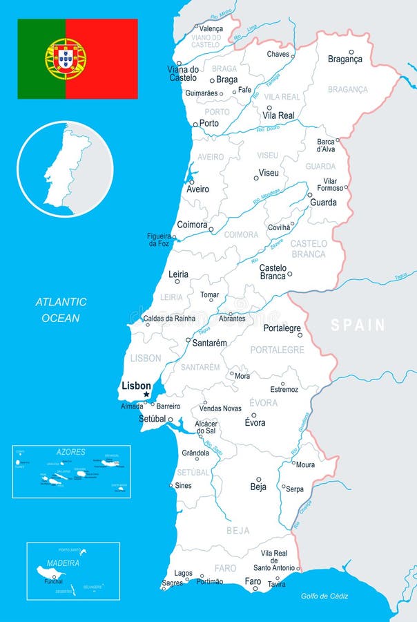 Portugal - Map and Flag Illustration Stock Illustration - Illustration ...