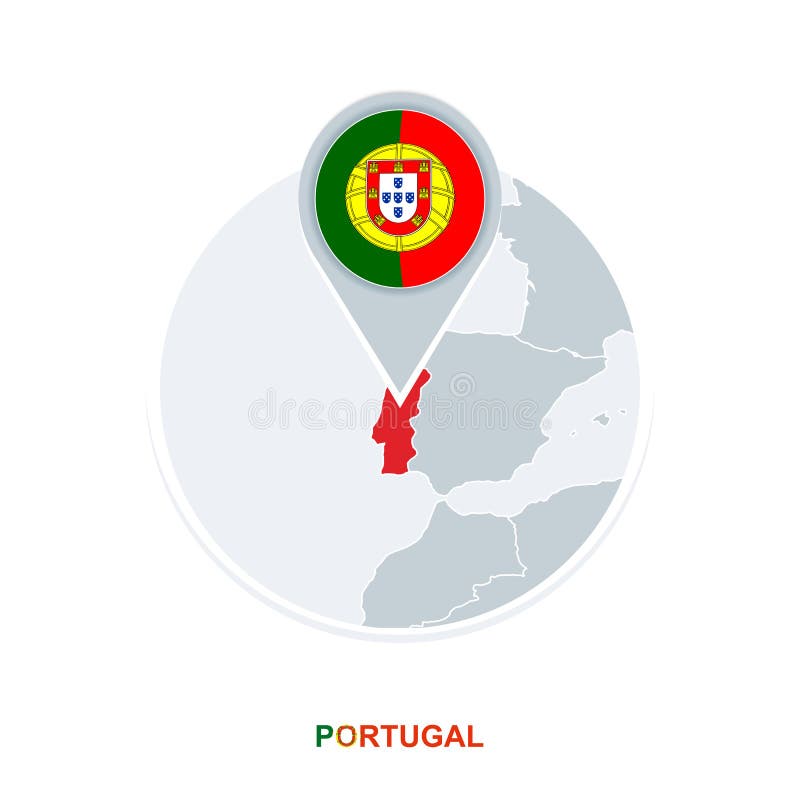 Portugal Map and Flag, Vector Map Icon with Highlighted Portugal Stock ...