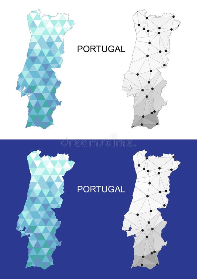 Portugal Map in Geometric Polygonal Style. Abstract Gems Triangle ...