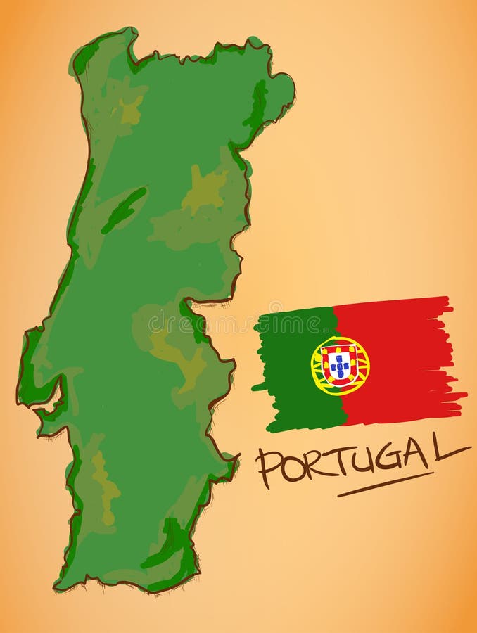 Portugal Map and National Flag Vector Stock Vector - Illustration of ...