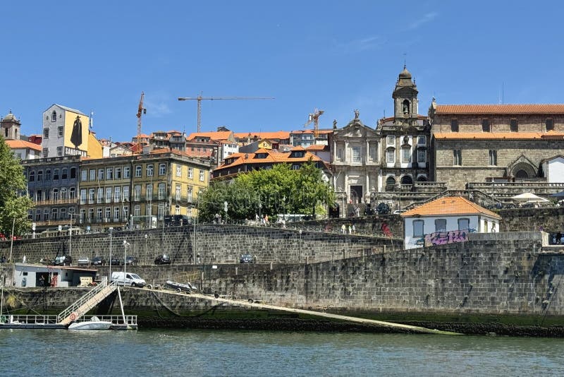 Beautiful View of Waterfront Buildings Along Douro River in Porto ...