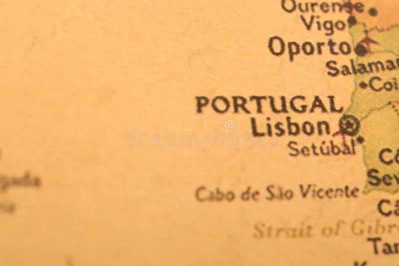 Portugal S Location on the Map and Its Traveler Attractions Stock Photo ...