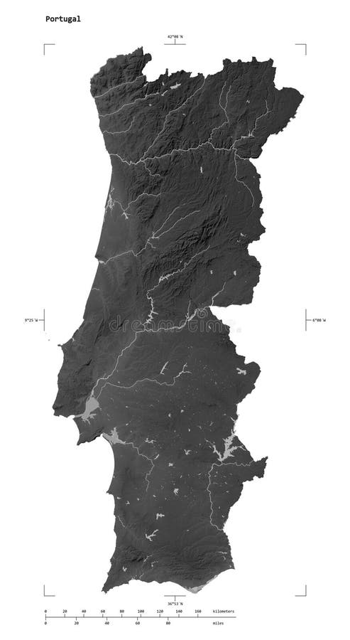 Portugal Shape on White. Grayscale Stock Illustration - Illustration of ...