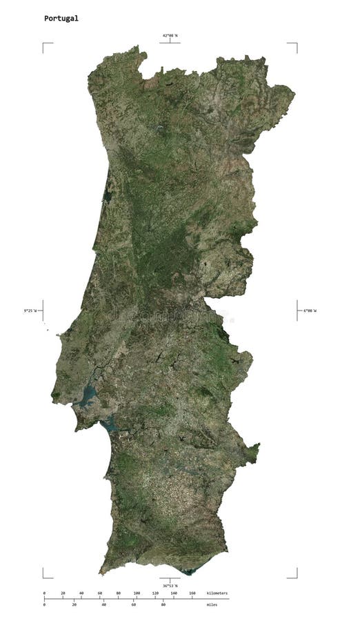 Portugal Shape on White. High-res Satellite Stock Illustration ...