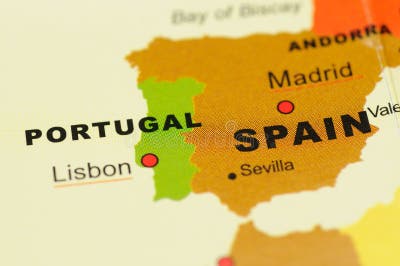 Portugal and Spain on Map stock image. Image of europe - 6838515