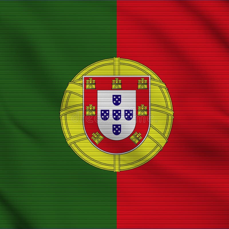 Portugal Square Realistic Flag Fabric Texture Effect Illustration Stock ...