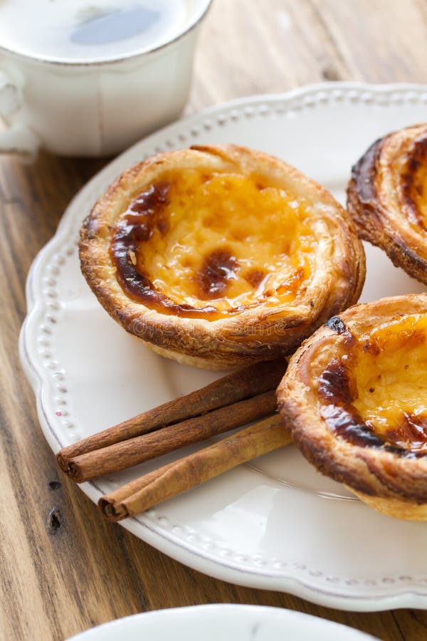 Portuguese Cookies on White Dish with Cup Stock Image - Image of pastel ...