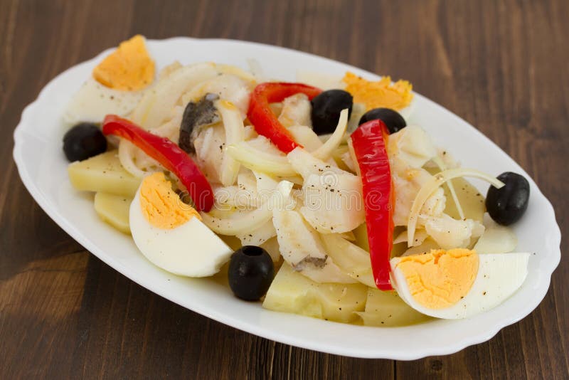 Portuguese Dish Cod Fish with Vegetables Stock Photo - Image of travel ...