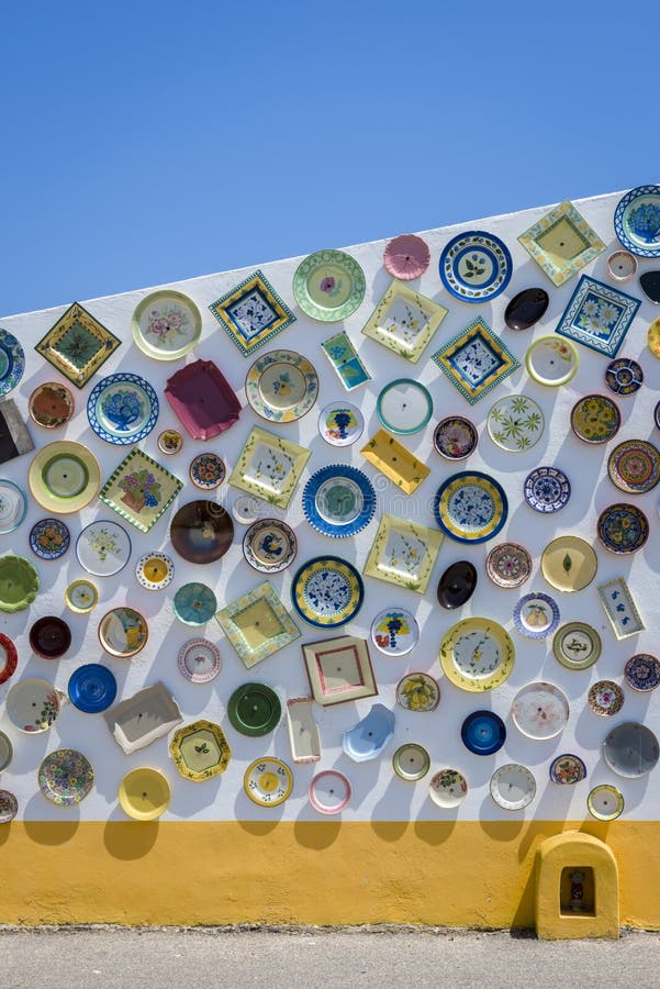 Traditional Portuguese Handcrafted Plates on the Wall Stock Photo ...