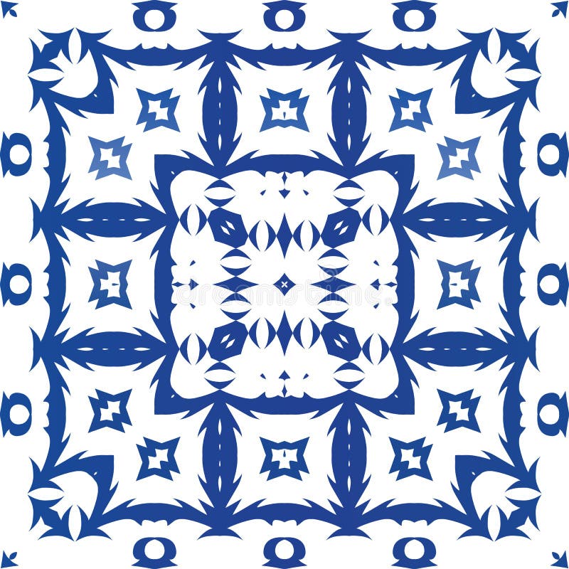 Portuguese Ornamental Azulejo Ceramic Stock Illustration - Illustration ...