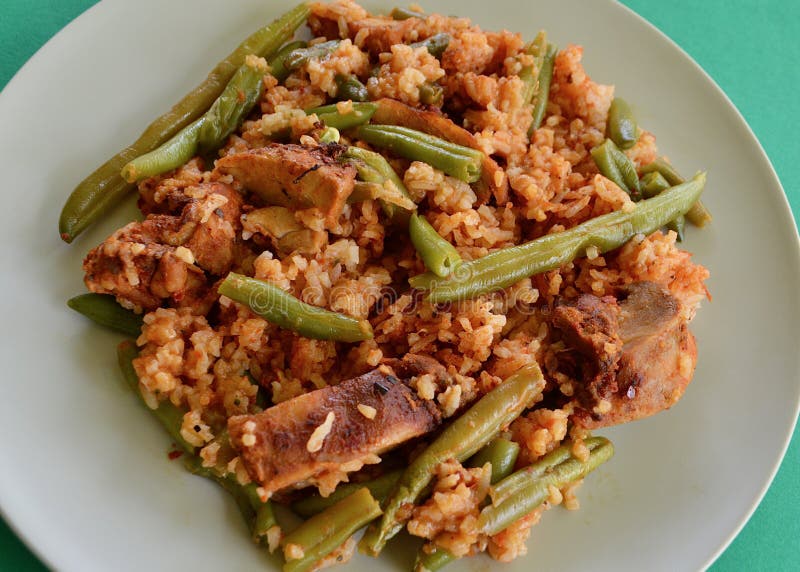 Peri Peri Chicken with Rice and Green Beans Stock Photo - Image of ...