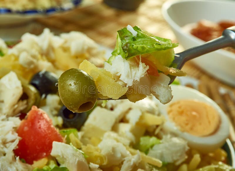 Portuguese Salad with Cod, Potatoes Stock Photo - Image of pepper, dish ...