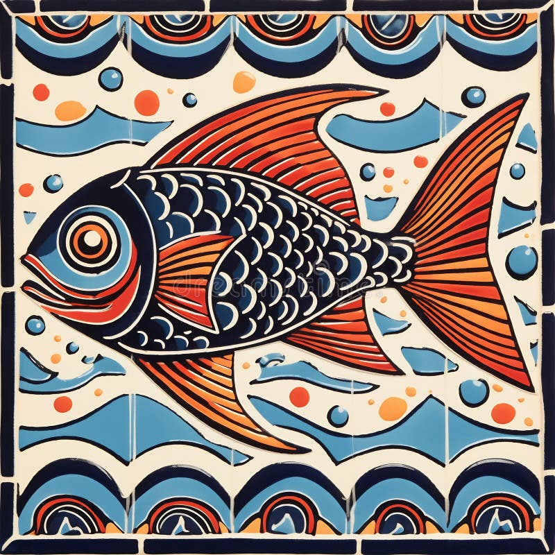 Portuguese Sardine Fish on Typical Traditional Tile Stock Illustration ...