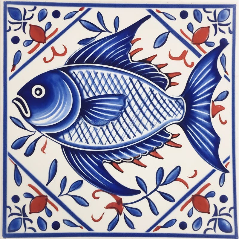 Portuguese Sardine Fish on Typical Traditional Tile Stock Illustration ...