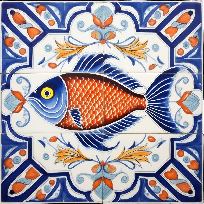 Portuguese Sardine Fish on Typical Traditional Tile Stock Illustration ...
