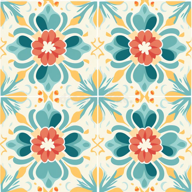 Portuguese Soft Pastel Tile Pattern for Decoration Stock Illustration ...