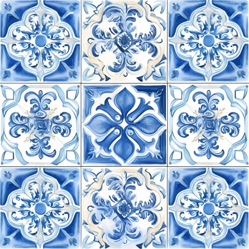 Portuguese Typical Traditional Blue Tile Stock Image - Image of blue ...